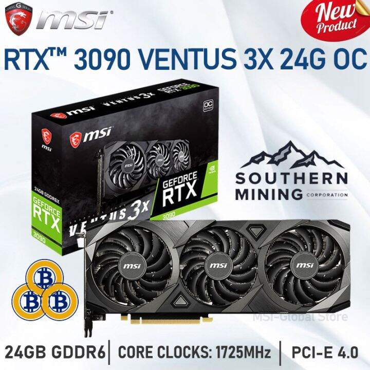 MSI Mining Raphic Cards GeForce RTX 3090 VENTUS 3X 24G OC GDDR6X Graphics Cards 384-bit HDCP ...
