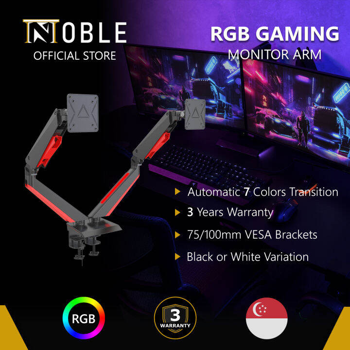 [SG Brand] Noble Radiance Dual RGB Lights Gaming LCD Monitor Arm Vesa ...