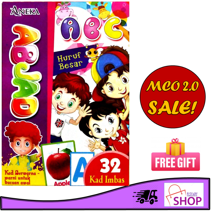 Flash card ABJAD HURUF BESAR ABC (32 pieces) Early learning baby Study ...