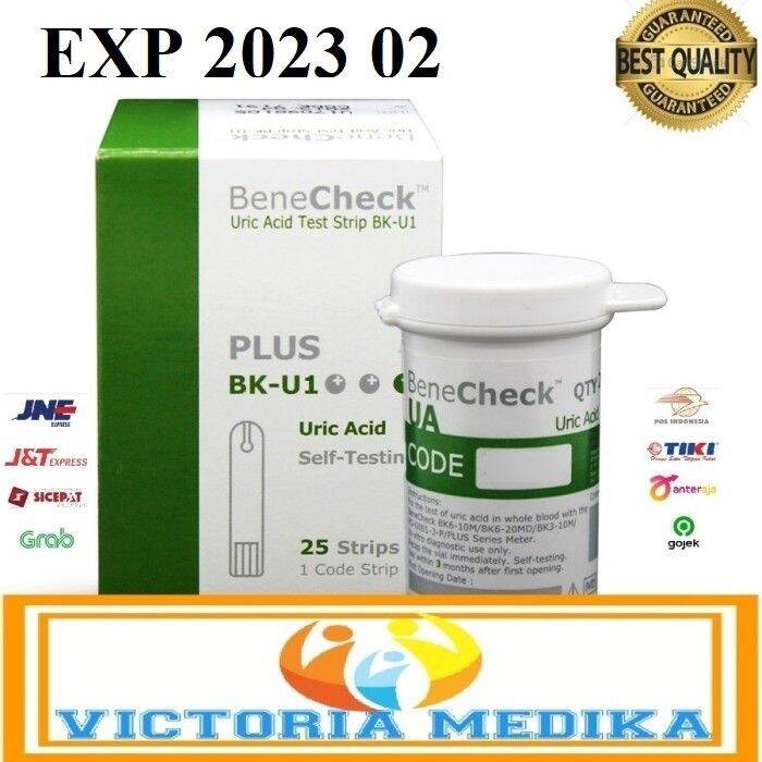 Strip Cek Darah Test Strip Asam Urat BeneCheck PLUS isi 25 Pcs | Lazada ...
