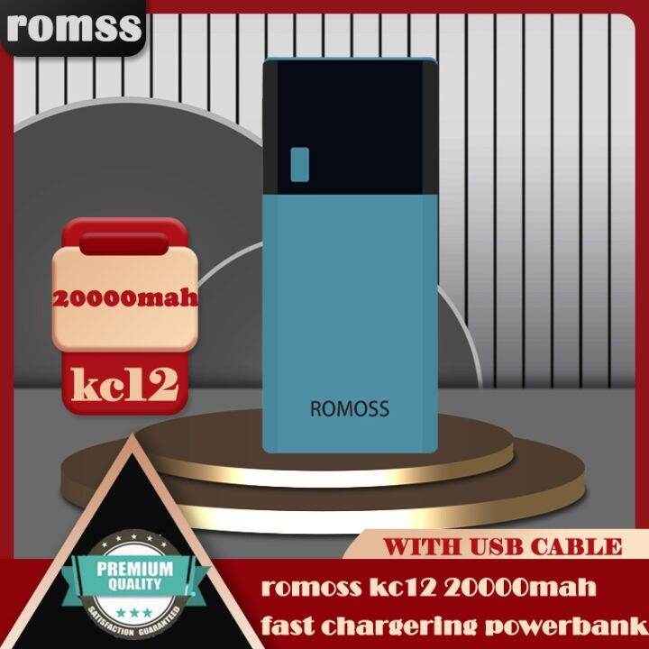 ♬ROMOSS powerbank KC12 20000mah DUAL OUTPUT LED Digital Display With Flashlight universal ...