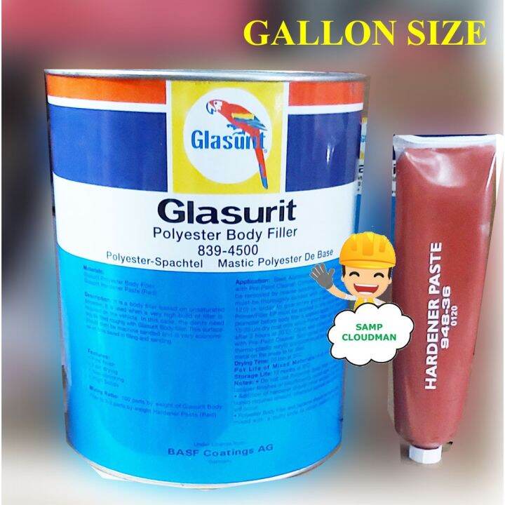 ♖Glasurit Polyester Body Filler with Harderner Gallon 4 Liters Pang ...