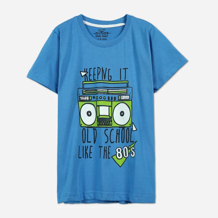 Justees Boys Tshirt Blue Old School Radio Print | Lazada PH
