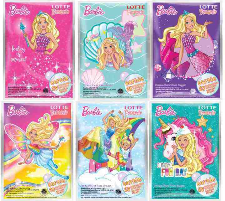 Permen Karet Barbie Lotte Fantasia Bubble Gum Rasa Anggur 1 Box Isi 24
