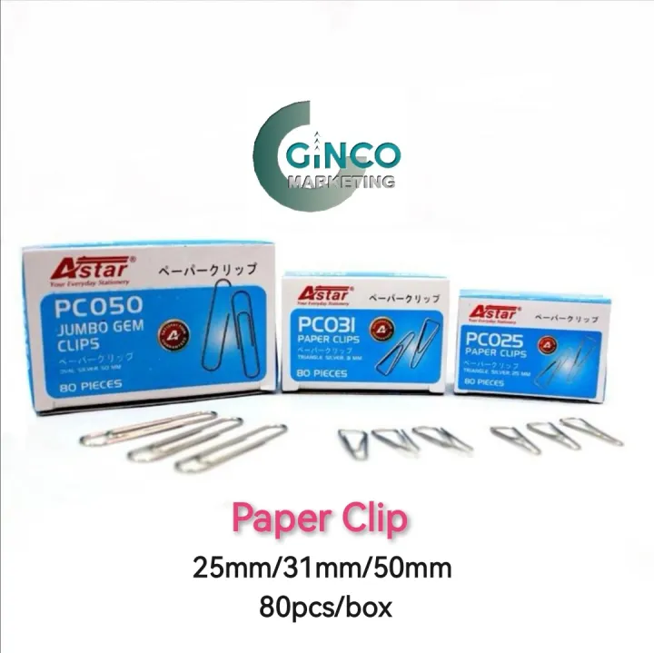 ASTAR Paper Clip Klip Kertas 25mm/31mm/50mm (1 Box) | Lazada