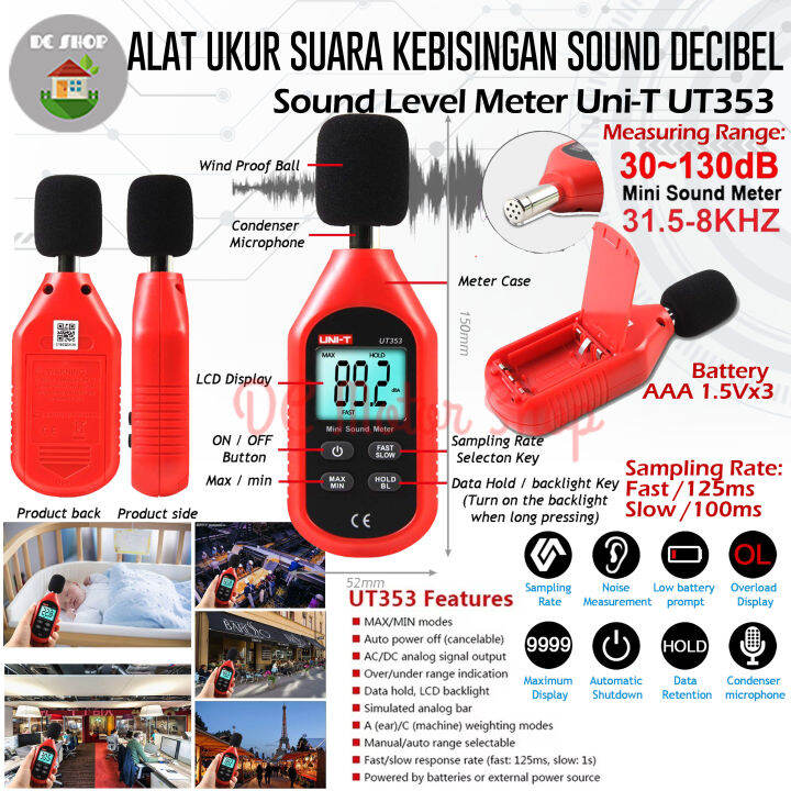 Sound Level Meter Uni-T UT353 Alat Ukur Suara Kebisingan Sound Decibel ...