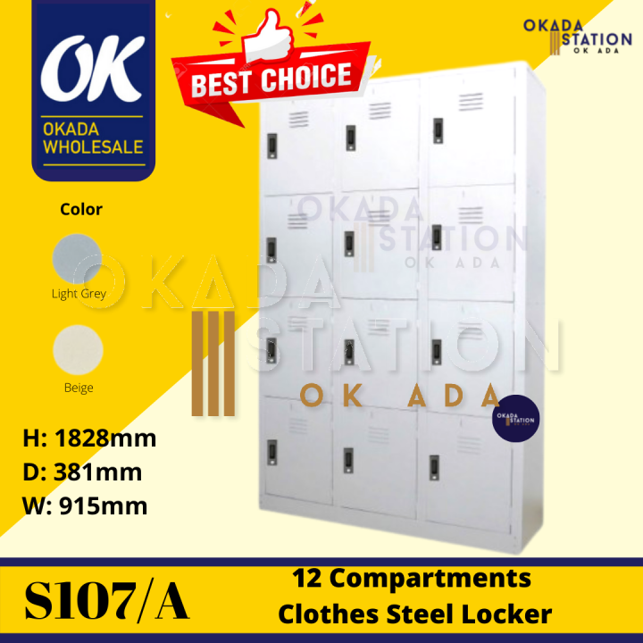 OKADA S107/A Steel Locker (12 Door) / Almari Besi Pakaian / Locker ...
