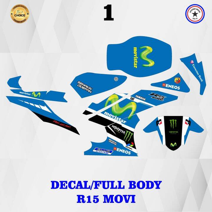 Sticker Decal Full Body Motor Yamaha R15 V1 dan V2 Motif Movistar ...