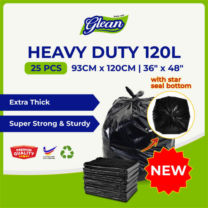 [EXTRA THICK] GLEAN Heavy Duty 120L Garbage Bag 36" x 48" (93 x 120 cm ...