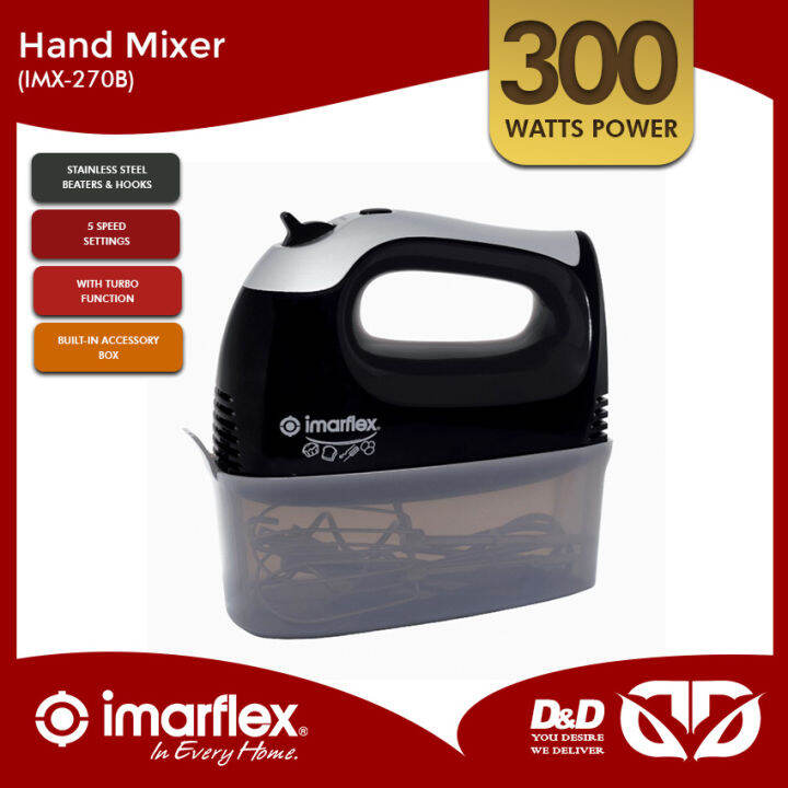 D&D | Imarflex IMX-270B Electric Hand Mixer with Built-in Accessory Box ...