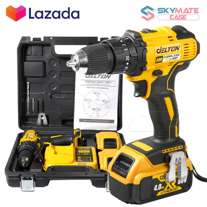 DELTON สว่านไร้สาย สว่าน สว่านกระแทก 3 ระบบ 88V **เจาะกระแทกได้** รุ่นใหม่! แบตเตอรี่ ลิเธียม ...