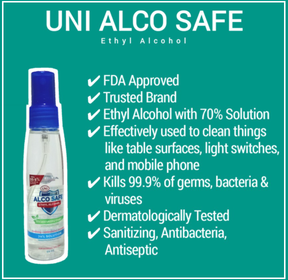 Alco Safe Isopropyl Alcohol 55 ml wholesale Spray bottle/ 1 PCS ...
