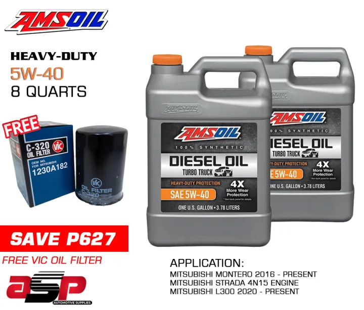 AMSOIL Heavy-Duty Turbo Truck Synthetic Diesel Engine Oil 5W-40 8 ...