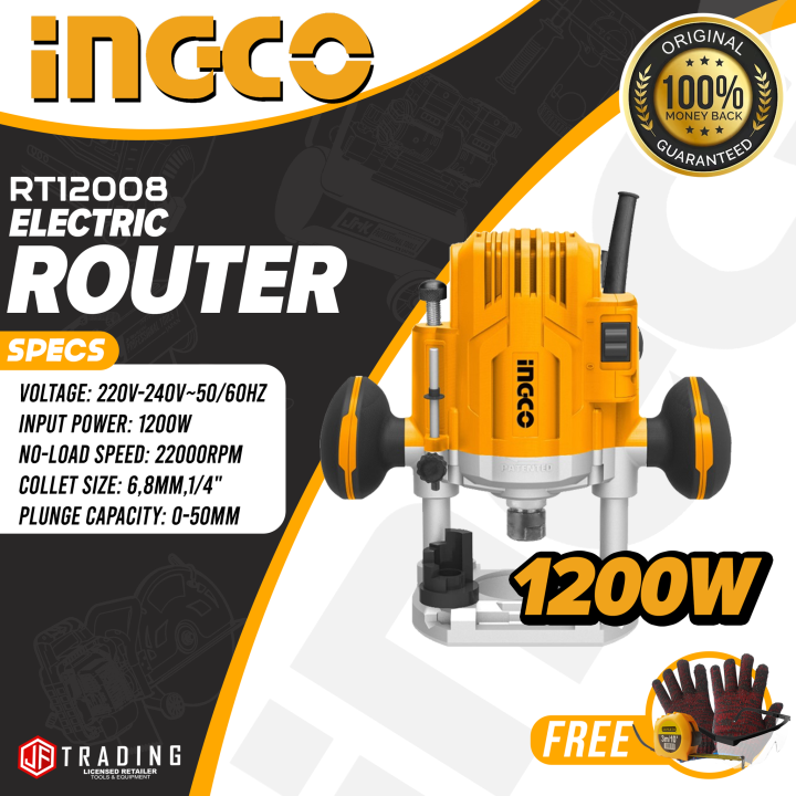 INGCO Electric Router Power Tool 1200W RT12008 ♦JF TRADING♦ | Lazada PH