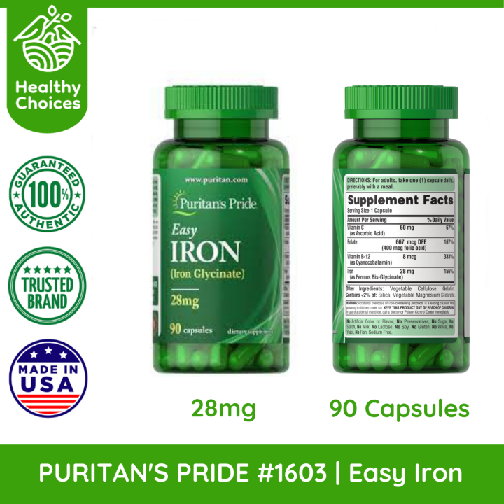 PURITAN'S PRIDE #1603 | EXPIRY: 5/2024 | Easy Iron (Iron Glycinate ...