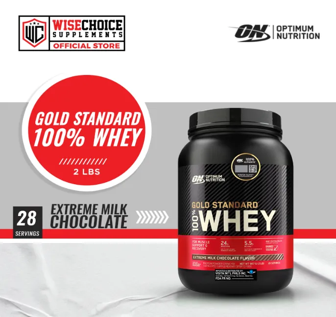 OPTIMUM NUTRITION GOLD STANDARD 100% WHEY 2 LBS EXTREME MILK CHOCOLATE ...