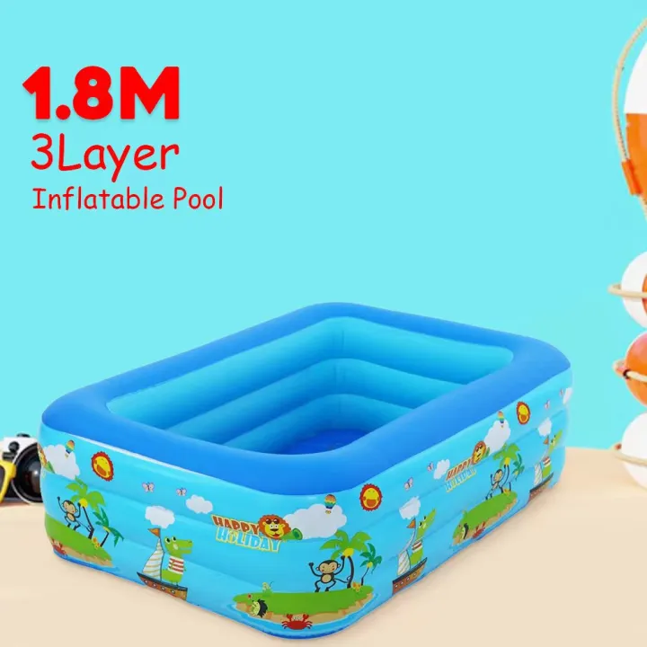 INTELAMP Inflatable Swimming Pool With Electric Air Pump Summer Outdoor ...