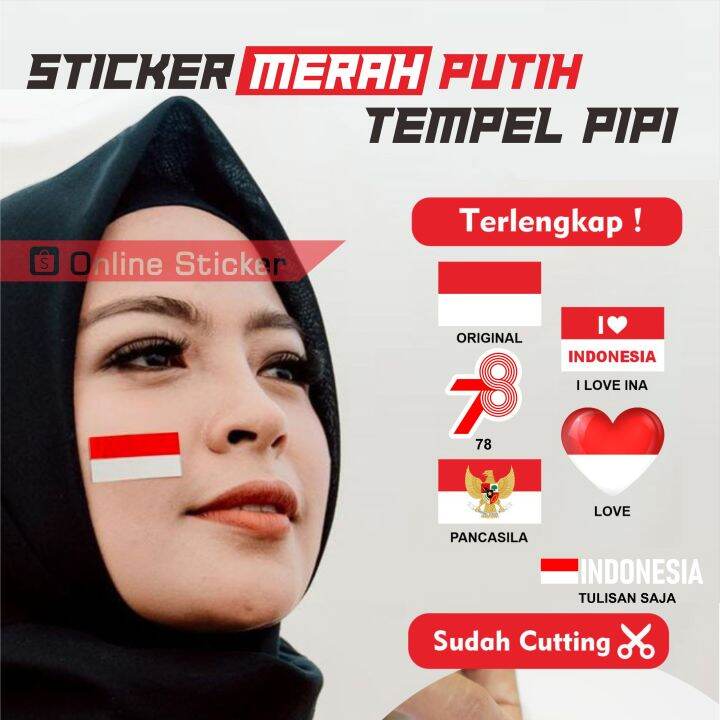 Stiker Merah Putih dapat 4psc untuk tempel pipi | Lazada Indonesia
