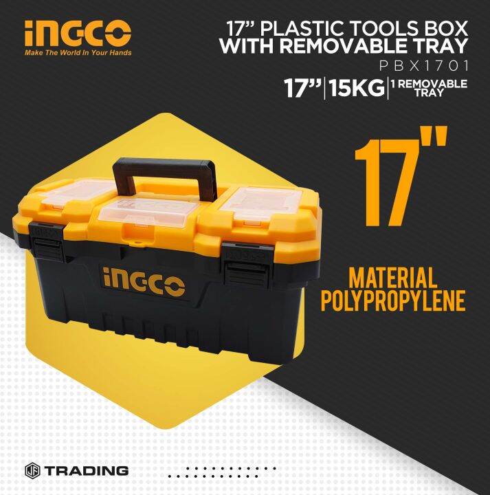 INGCO 17" Plastic Tool Box Case with Removable Tray PBX1701 | Lazada PH