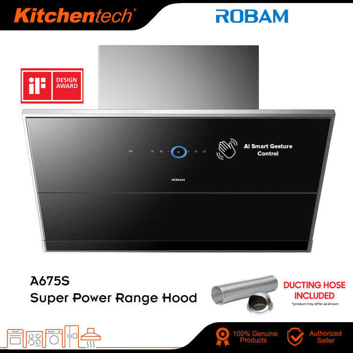 [Pre-order 30 days] Robam A675S Super Power Range Hood with Ai Smart Gesture Control 1000Pa ...