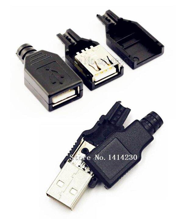 10Pcs Type A Female and A Male USB 4 Pin Plug Socket Connector With ...