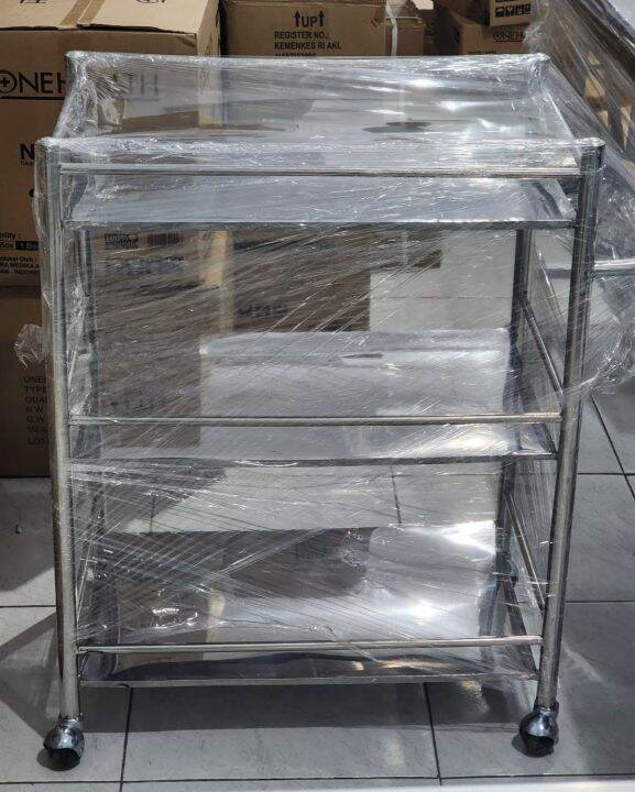 MEJA TROLI INSTRUMEN 3 RAK STAINLESS STEEL | Lazada Indonesia