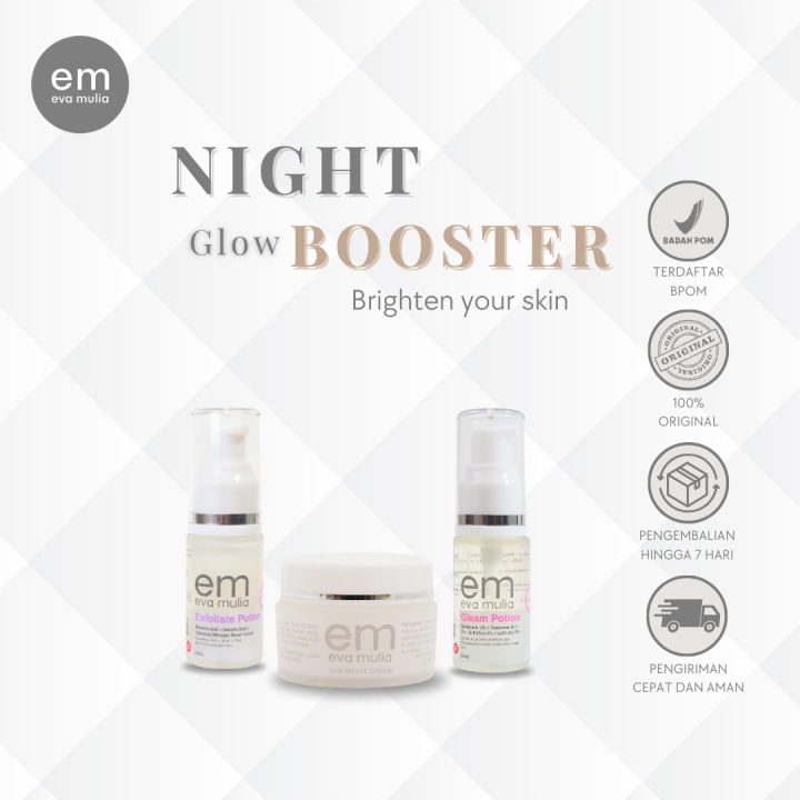 Eva Mulia Night Glow Booster - Rangkaian Skincare di Malam Hari Untuk ...