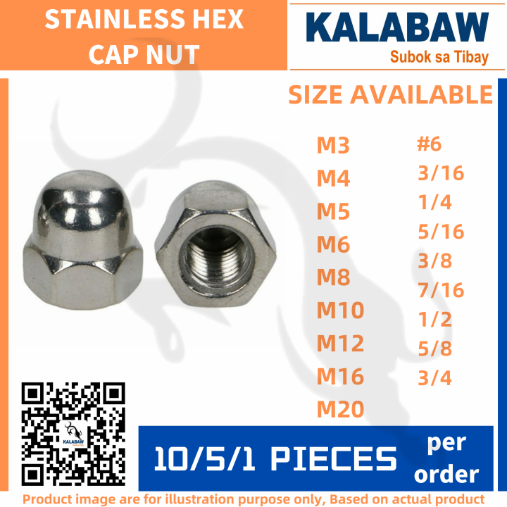 Stainless Steel 304 Hex Cap Nut Hexagonal Cap Nut M3 to M20 metric & 3/16 to 3/4 inche | Lazada PH