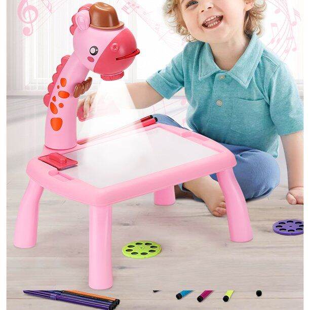 Joejoe Kids Learning Desk with Music Drawing Table Trace and Draw ...