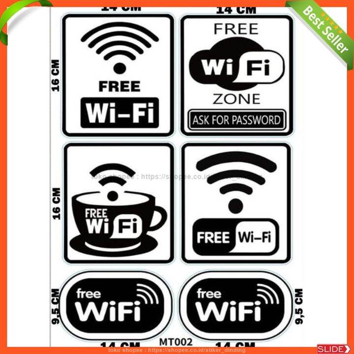 STIKER TULISAN FREE WIFI ZONE 6 LABEL 30X45 | Lazada Indonesia