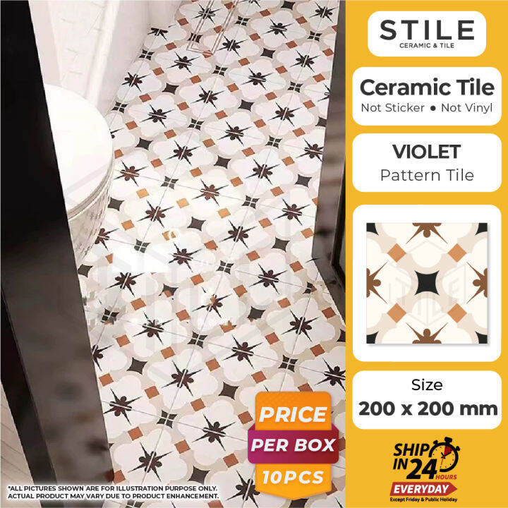 [REAL TILE] Violet Pattern Tiles /Mozek/Ceramic Tiles/Mozek Bilik/Mozek ...