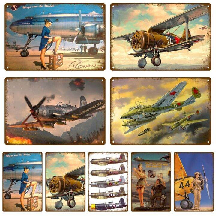 Airplane Metal Sign House Plaque Poster Tin Plate Wall Posters Vintage ...