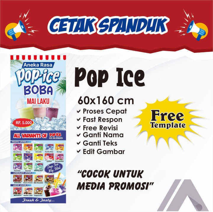 CETAK SPANDUK BANNER POP ICE 60X160 BISA CUSTOM | Lazada Indonesia