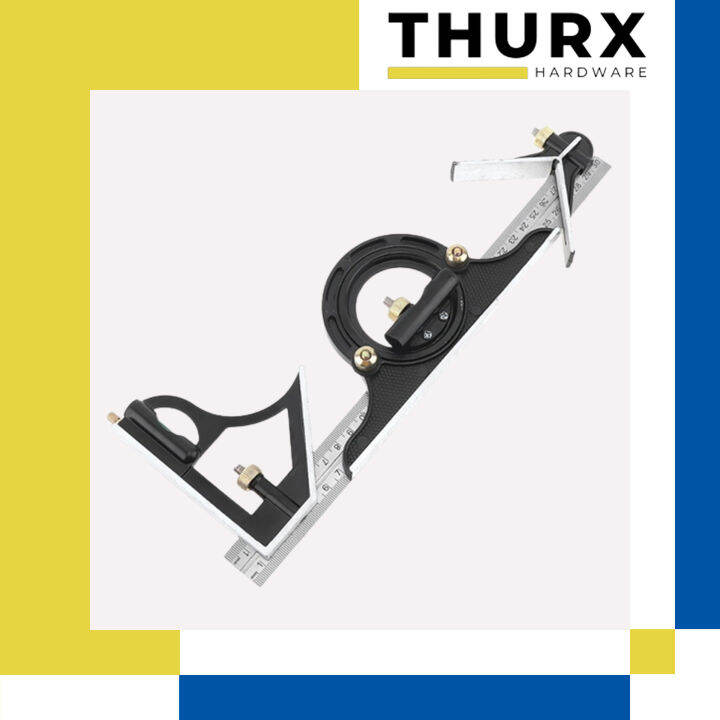 Thurx 12" 3 in 1 Combination Square Aluminium L Square Angle Ruler ...