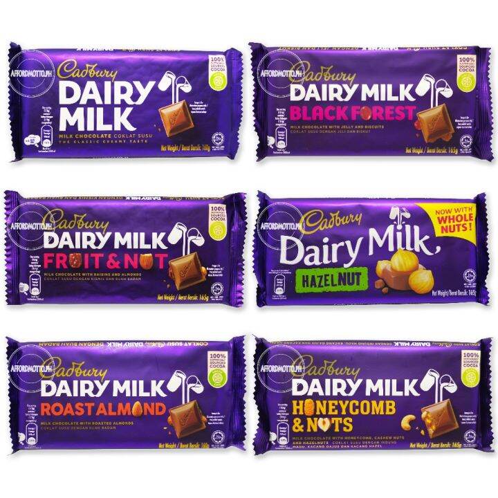 Cadbury Dairy Milk 160g (chocolate/hazelnut/fruit nut/roast almond ...