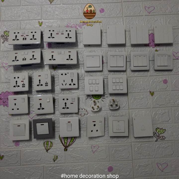(HomeDecor) ( white color) wall switch socket electric plug socket 13a ...
