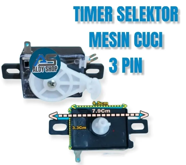 Timer selektor mesin cuci kotak kecil 3 pin / timer drain 3 soket ...