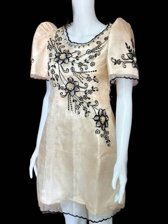 Hand Embroidered Filipiniana Barong Dress Knee Length | Lazada PH