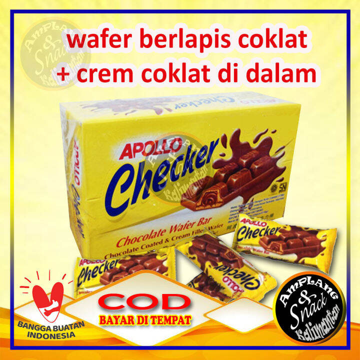 Cemilan Coklat Apollo Wafer coklat checker chocolate wafer bar isi ...