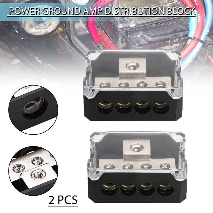 Idealhere 2pcs Power Ground Amp Distribution Block 0/2/4 Gauge Input 4 ...