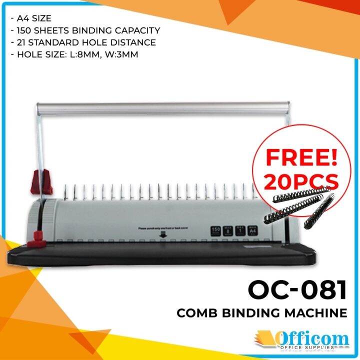 Comb Binding Machine OC-081 A4 [Punch and Bind FREE 8MM 20pcs BINDER ...