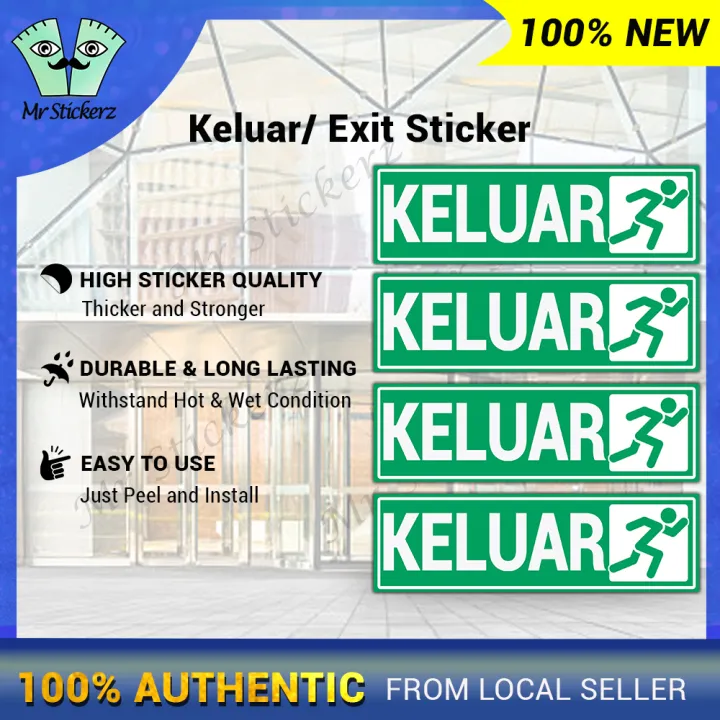 Exit Sticker/ Keluar Sign Sticker High Sticker Quality Long Lasting ...