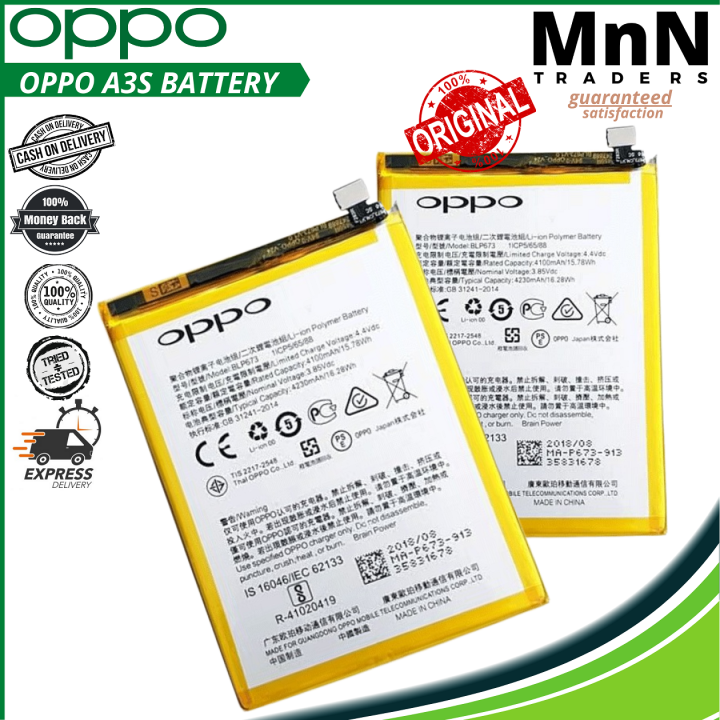 OPPO A3S Battery, Model BLP673, Li-ion Built in Smartphones Android ...