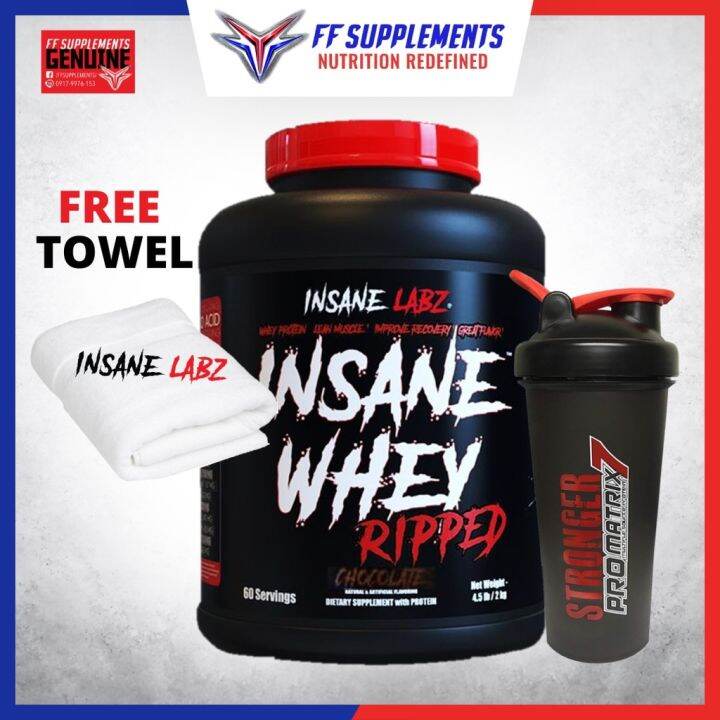 Insane Labz Insane Whey RIPPED 5lbs FREE Towel with Shaker Weight loss ...