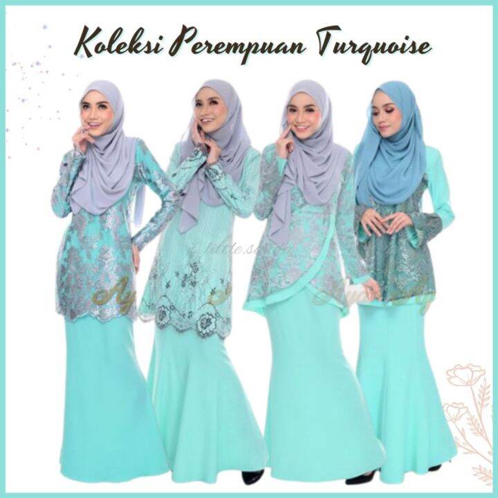 Tema Turquoise Baju Kurung Sedondon Ibu & Anak Raya 2023 (Size XS-2XL ...