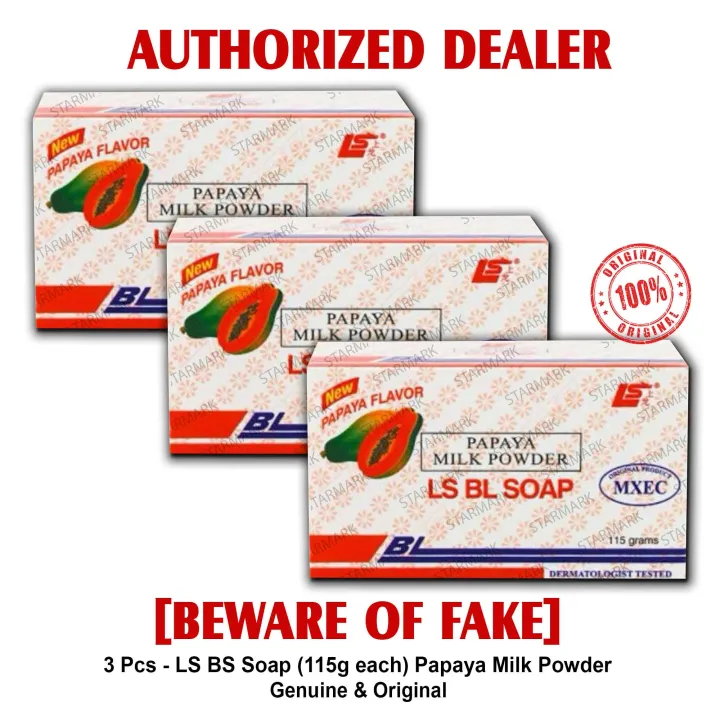 LS BL Soap Soaps 115g 115 grams each Papaya Milk Powder AUTHENTIC - Set of 3 Pcs | Lazada PH