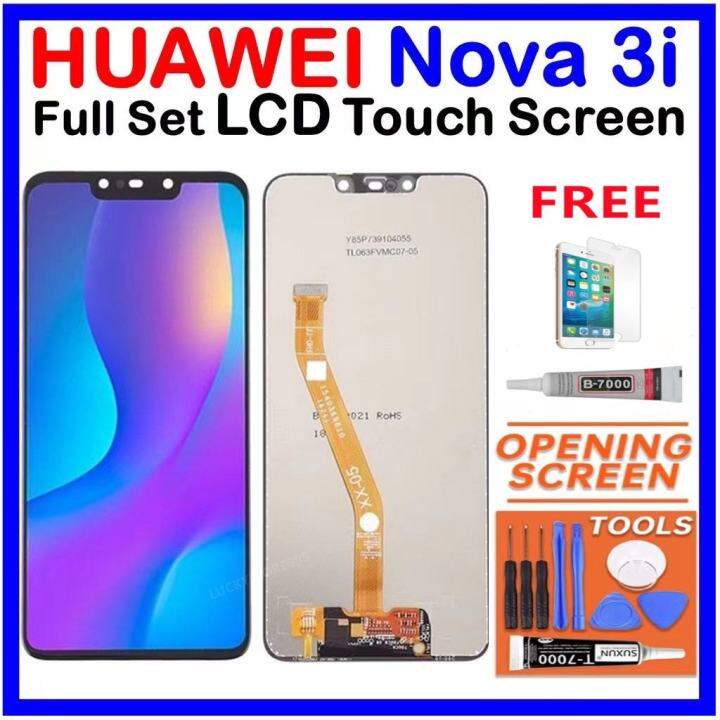 huawie nova 3i lcd touchscreen with free tempered glass , adhesive ...