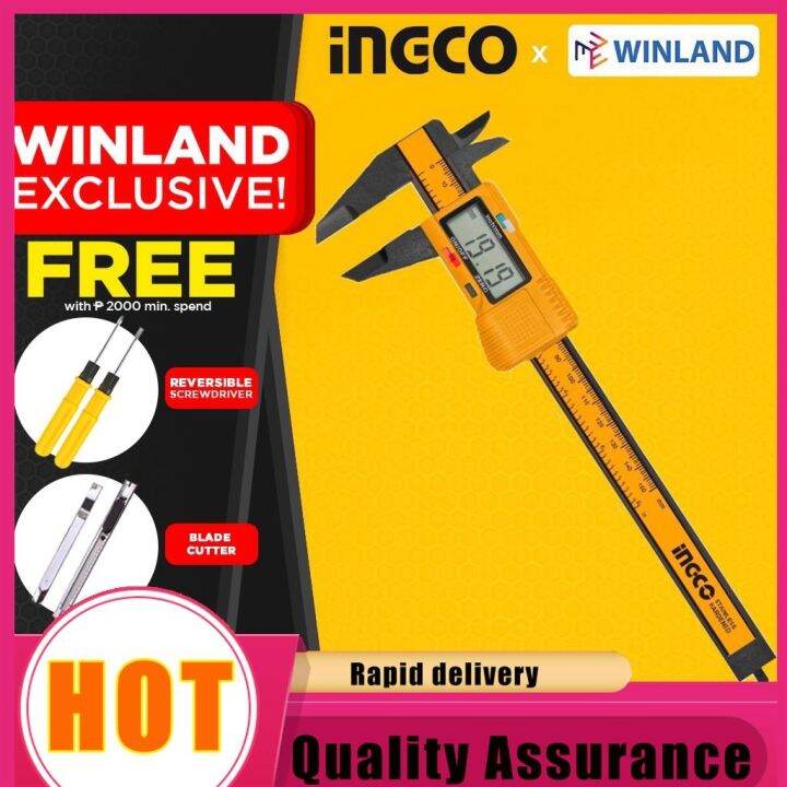 INGCO by Winland Plastic Digital Vernier Caliper Ruler Diameter Measure ...