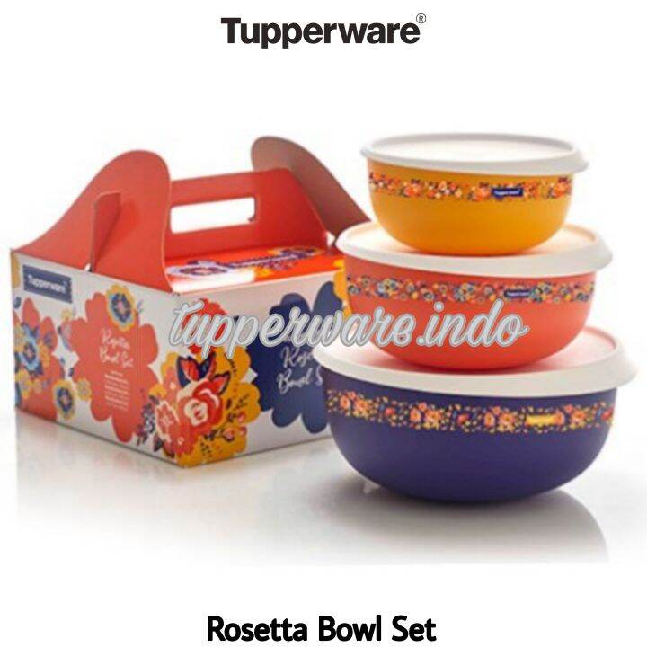 Tupperware Rosetta Bowl Set 3pc free GiftBox mangkuk saji besar toples ...