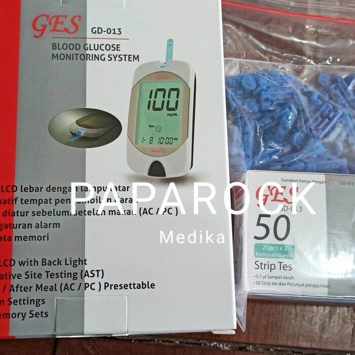 GES Strip Gula Darah isi 50 test+alat+jarum lancet | Lazada Indonesia